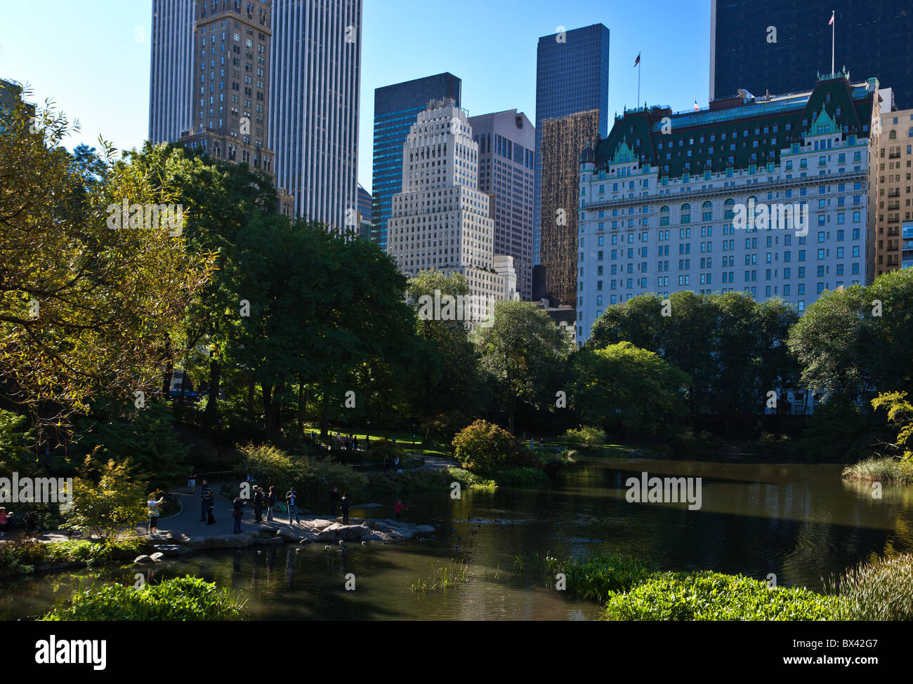 U.S.A., New York, Manhattan, the pond of the Central Park Stock Photo ...