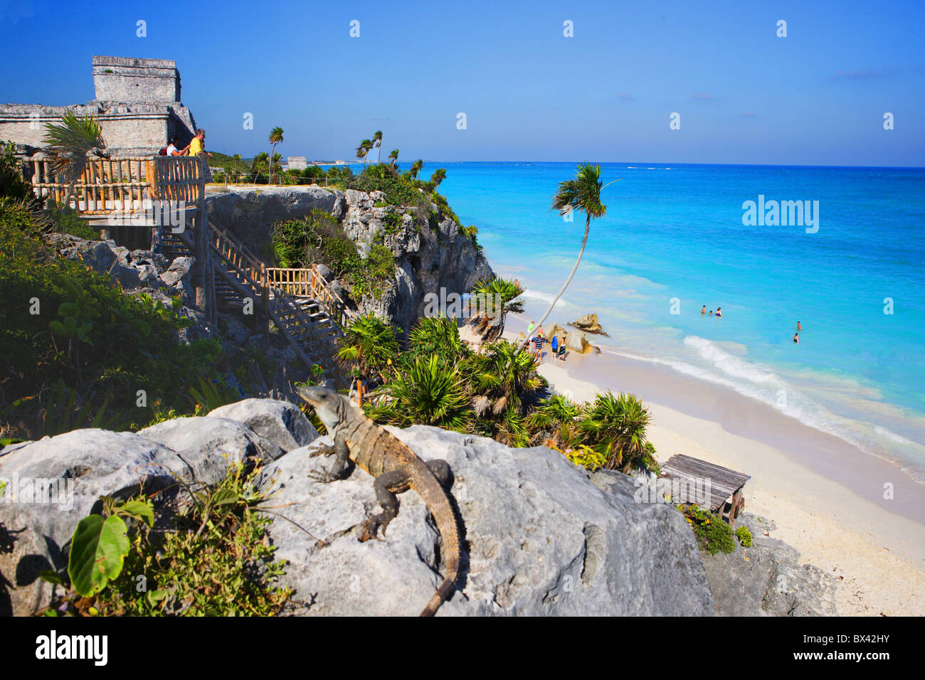 Mexico Central America Quintana Roo Maya Riviera Tulum El Castillo Maya ...