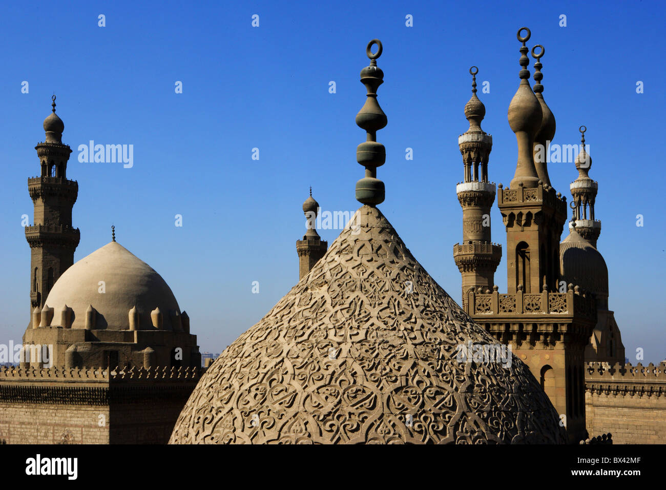 Egypt North Africa Cairo sultan Hassan mosque domes towers architecture ...