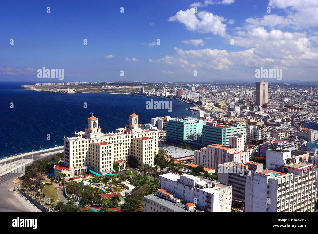 Cuba Havana overview town city coast sea Stock Photo - Alamy