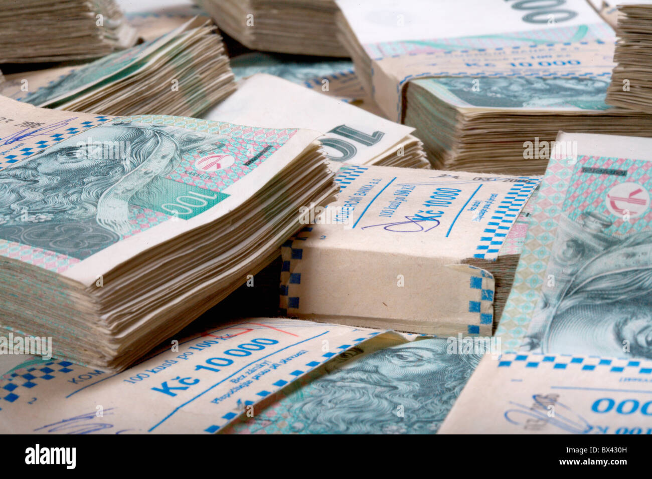 Czechia Currency Finance 100 Koruna bank notes bills money Stock Photo ...