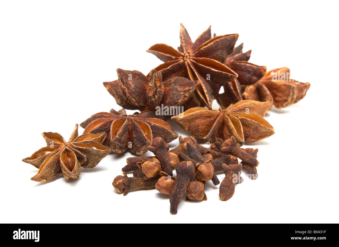 Star Anise and cloves from low perspective isolated on white Stock ...
