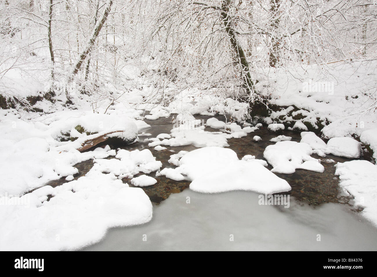 Stockghyll in Ambleside in heavy snow, Lake District, UK Stock Photo ...