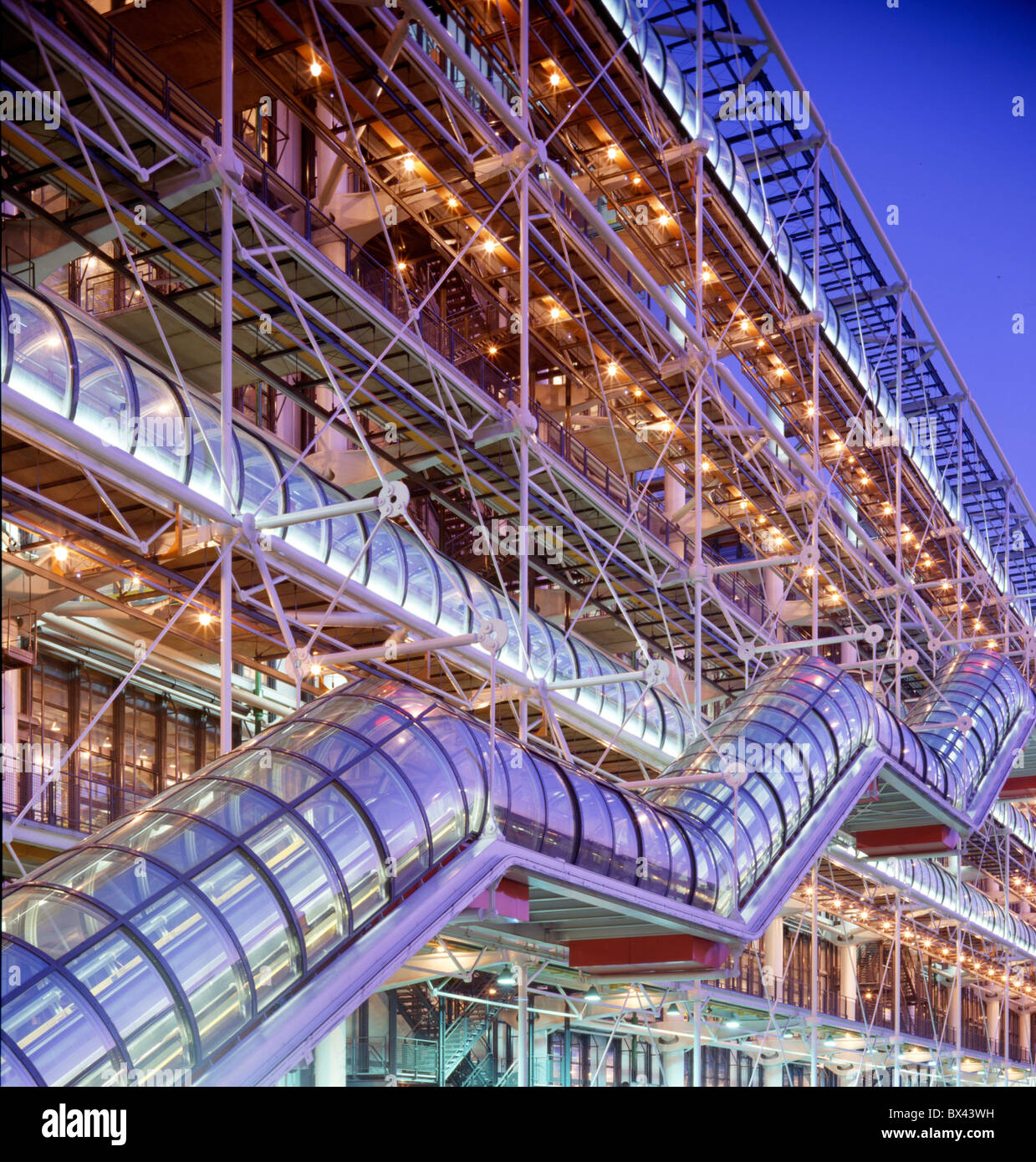 Centre Pompidou facade modern architecture at night night Paris France ...