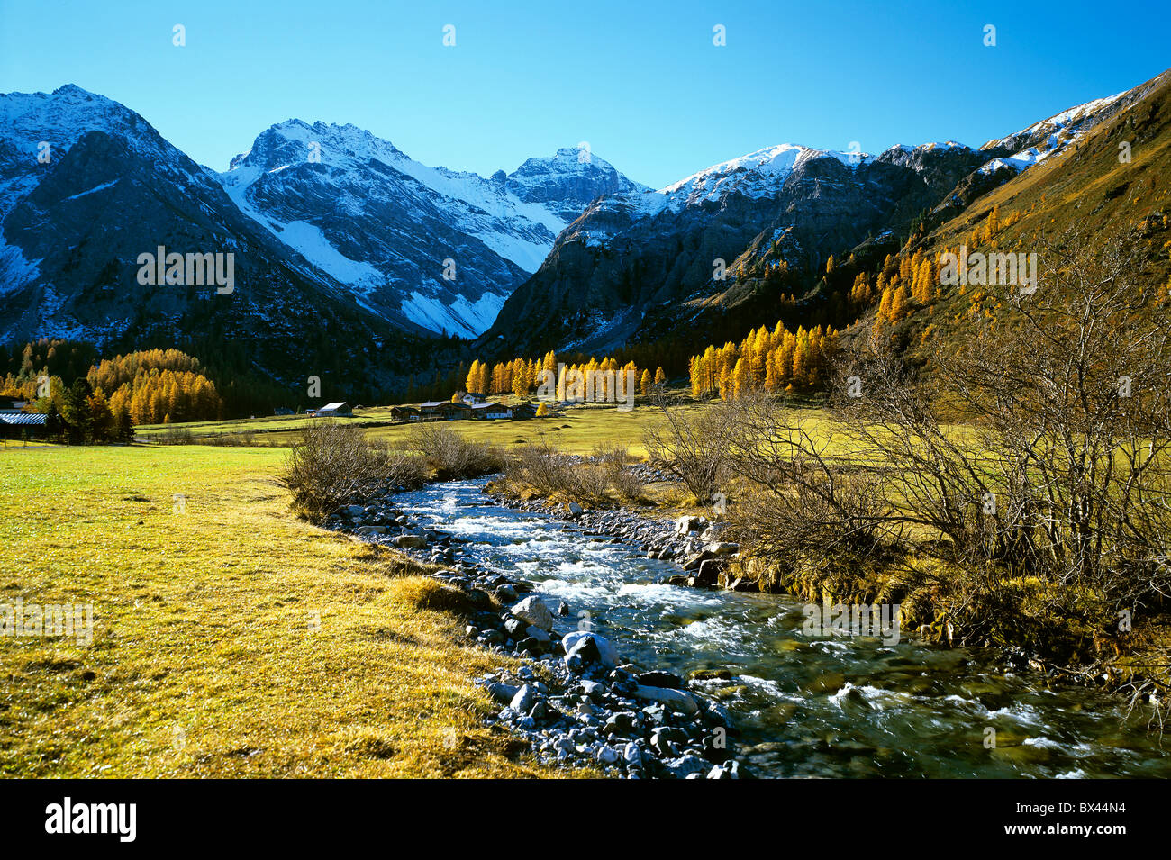 Switzerland Europe Grisons Graubunden municipality Davos Sertig autumn ...