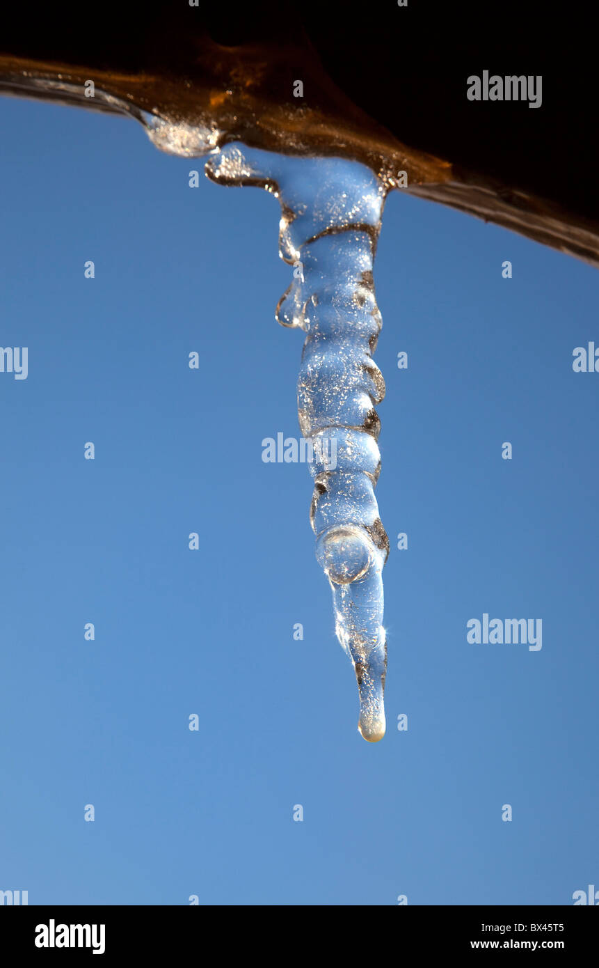 Weather, Winter, Frost, Icicle hanging from household facia panel Stock ...