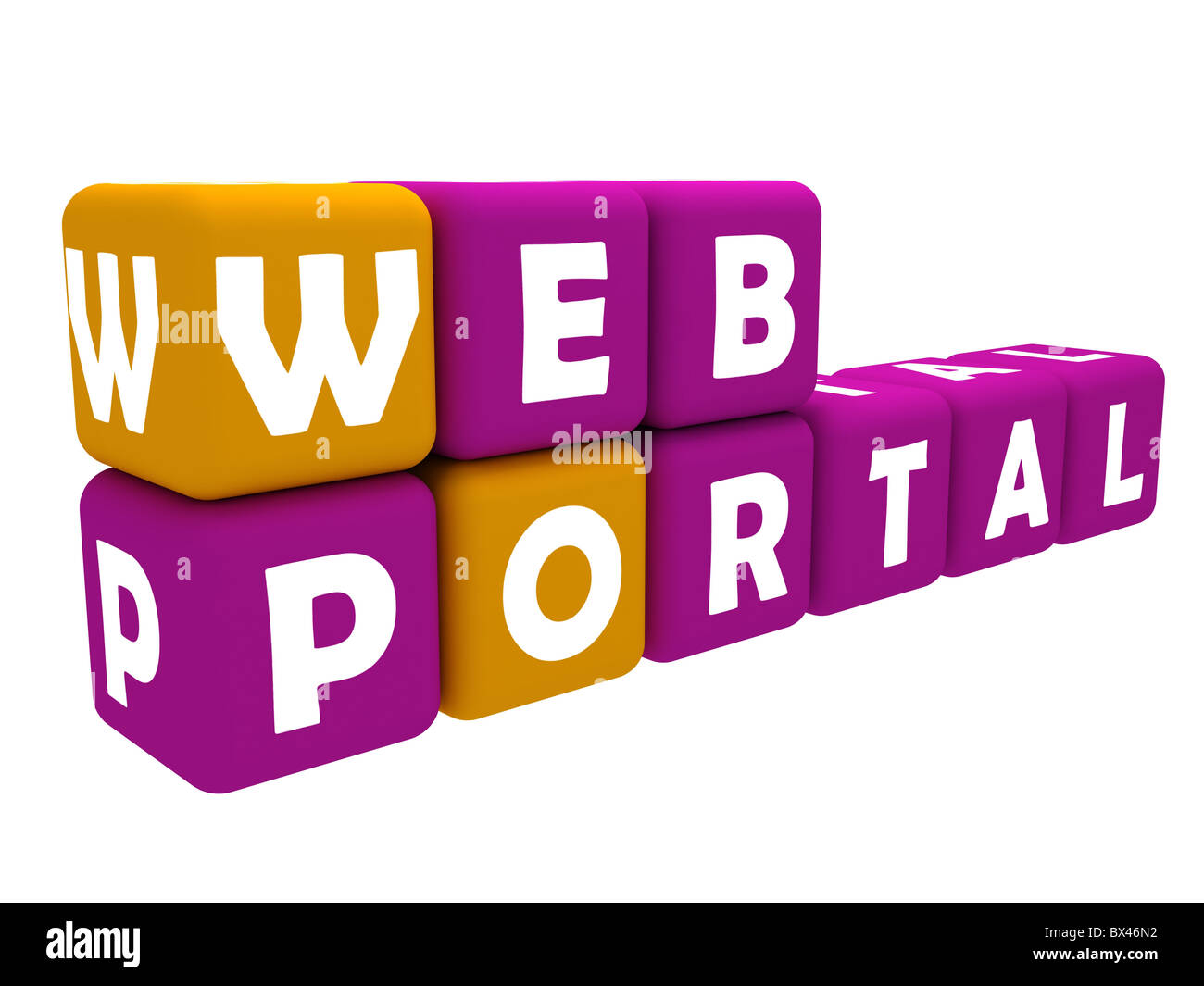 two colors of boxes written web portal Stock Photo - Alamy