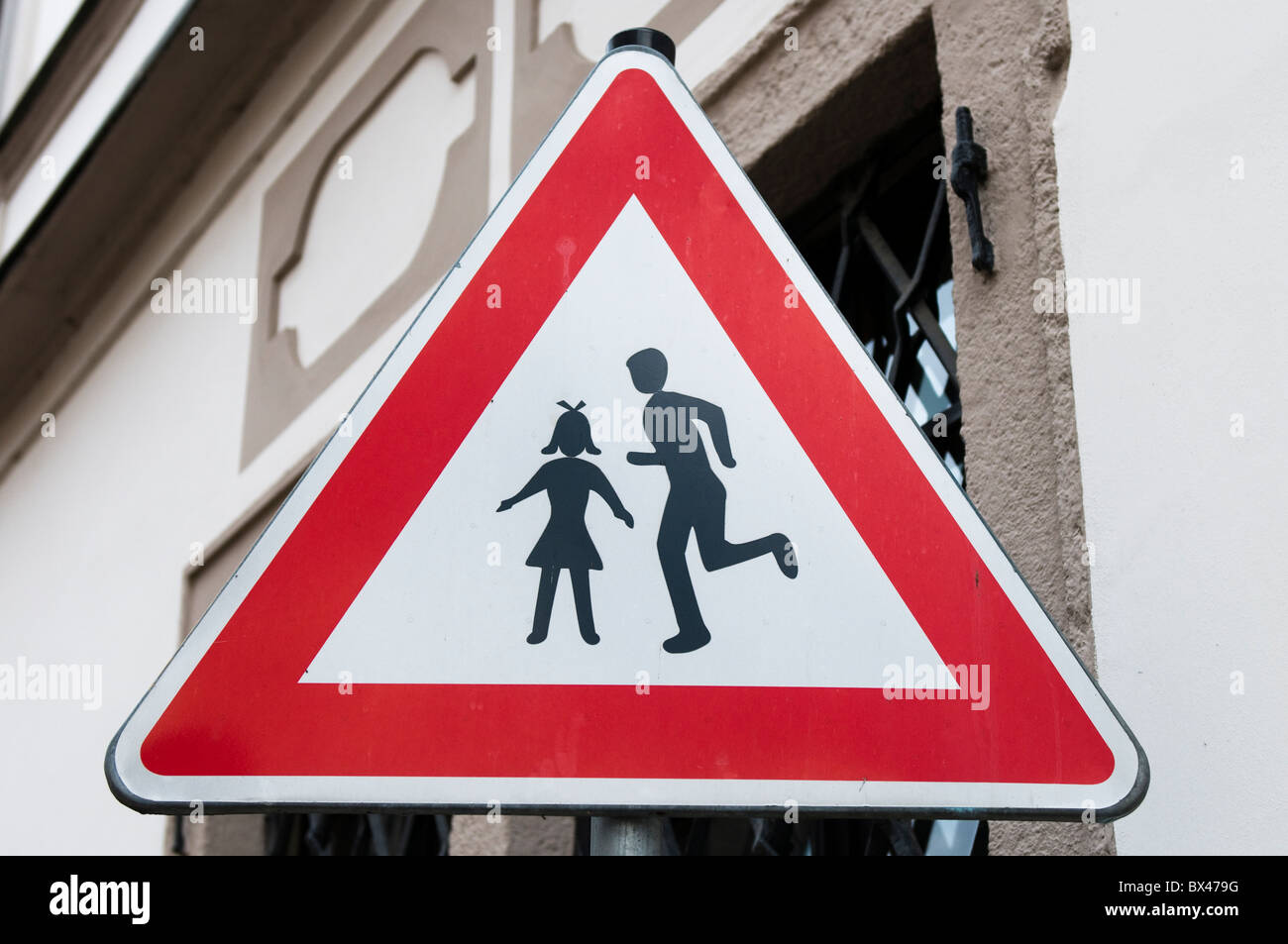Warning road sign, Loket, Czech Republic Stock Photo - Alamy