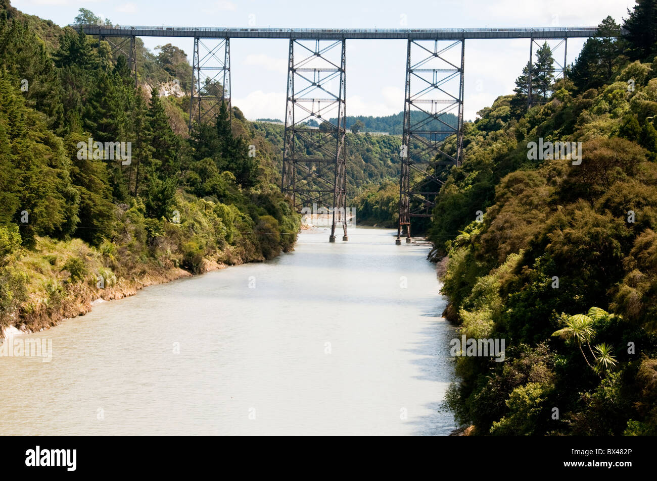 Mohake River & Bridge, Rail Bridge is 97m High,North Island,New Zealand ...