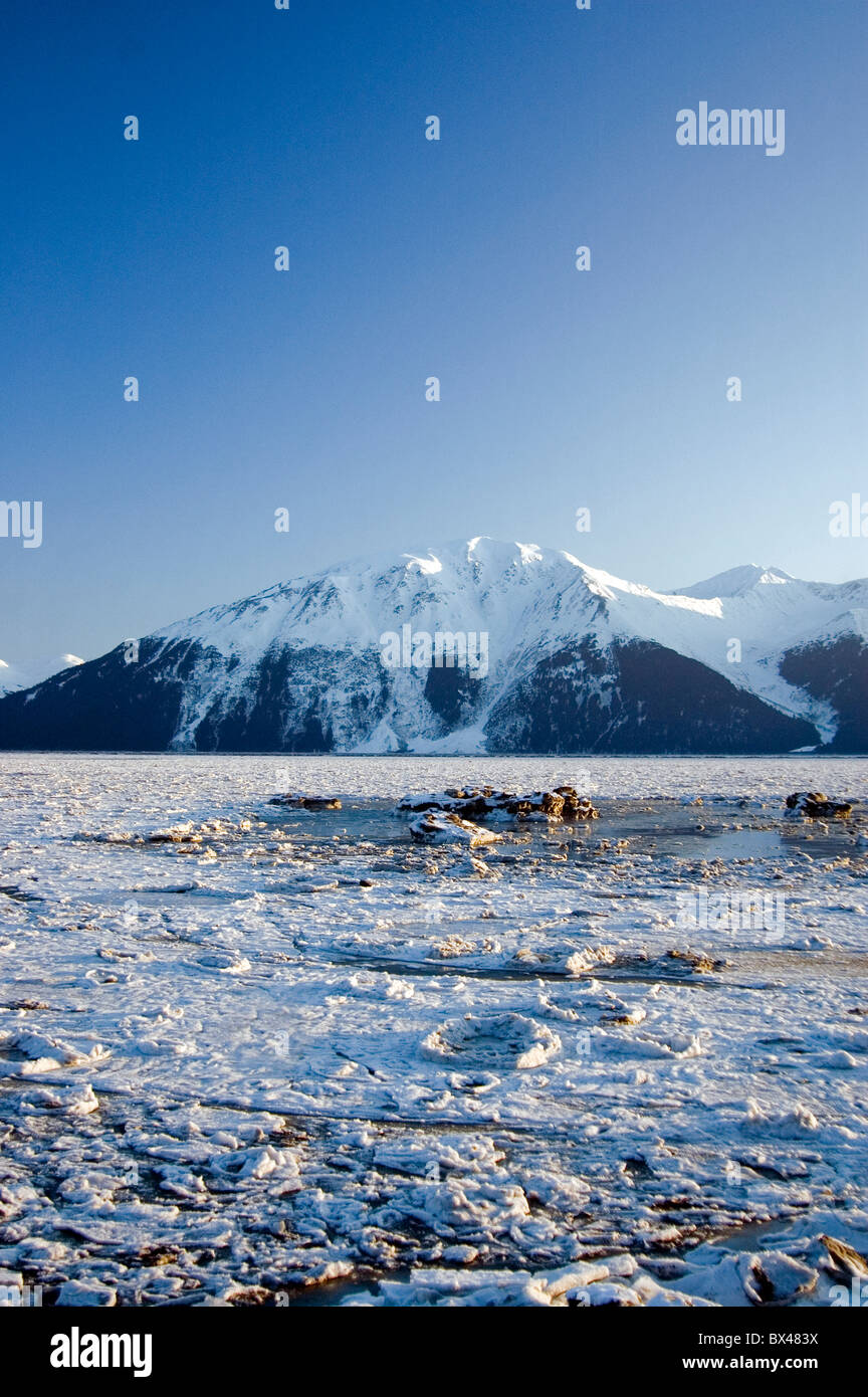 scenery landscape ice mountains water frozen Turnagain arm Inlet Cook ...