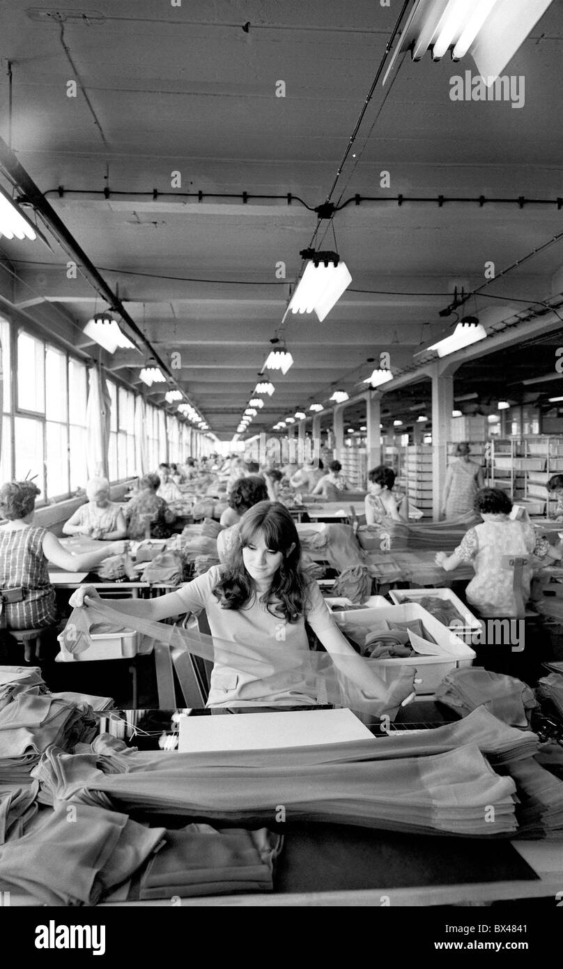 Production of nylon stockings at Elite Varnsdorf factory, November 1969 ...