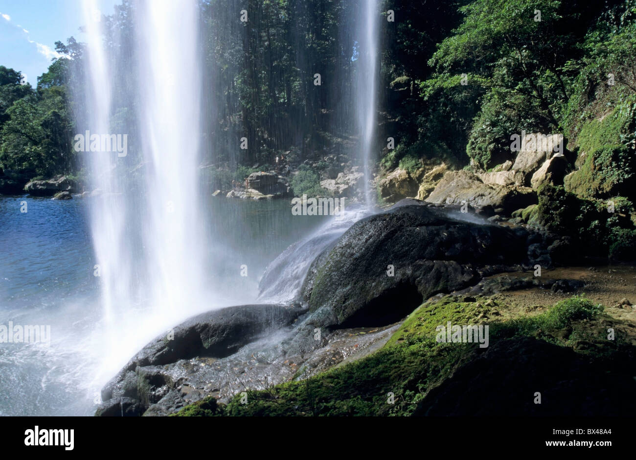 Mexico Chiapas State Rear Of Misol Ha Waterfalls Stock Photo - Alamy