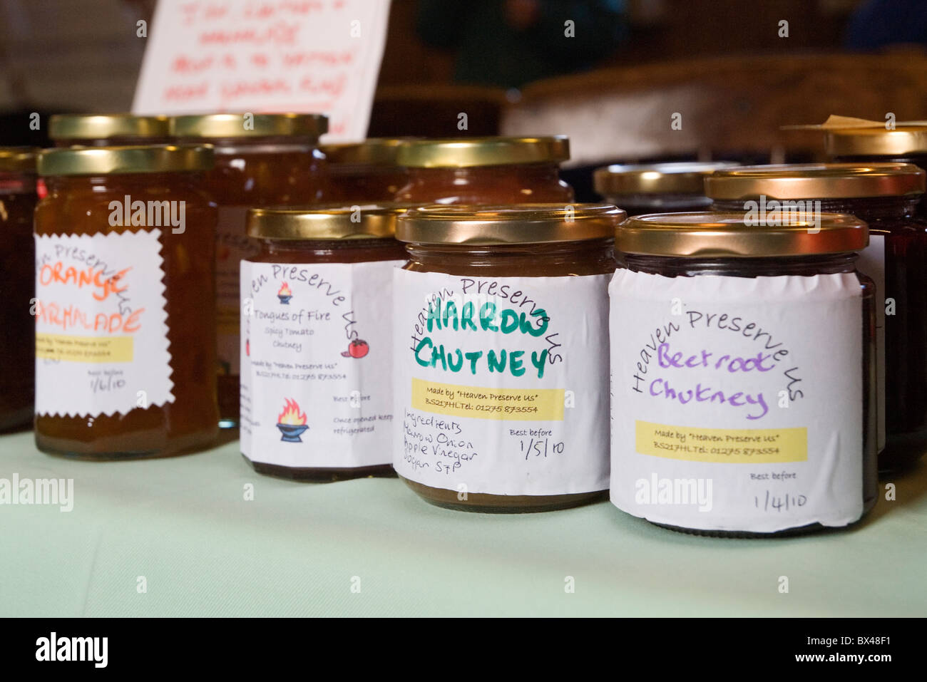 Home made food - labelled jars Stock Photo - Alamy
