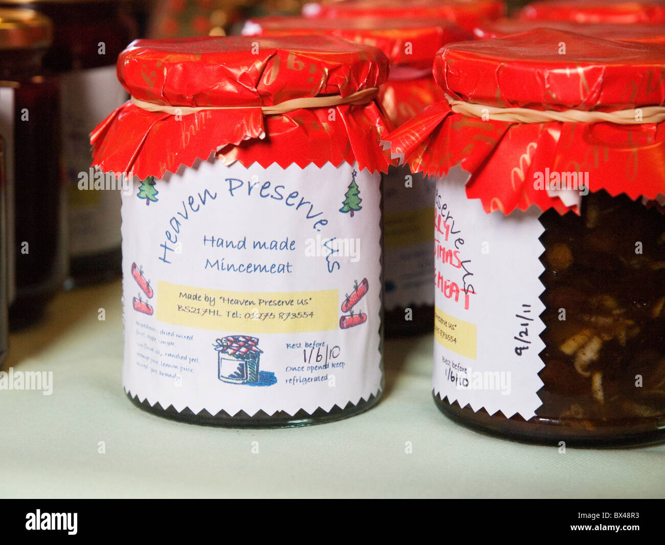 Home made food - labelled jars Stock Photo - Alamy