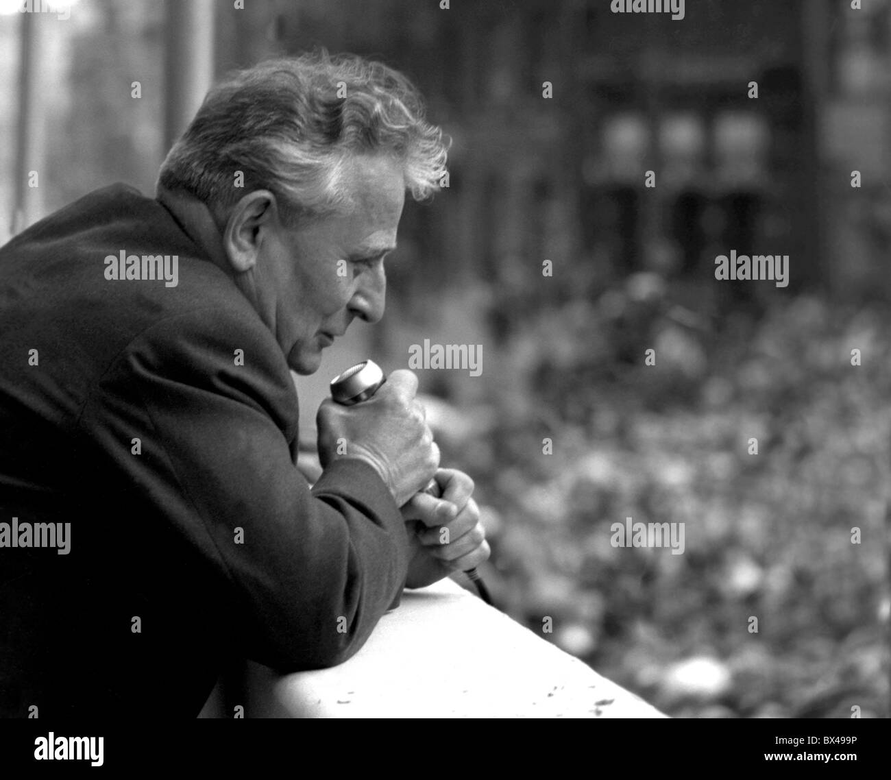 President Antonin Novotny during May day speech to Prague citizens ...