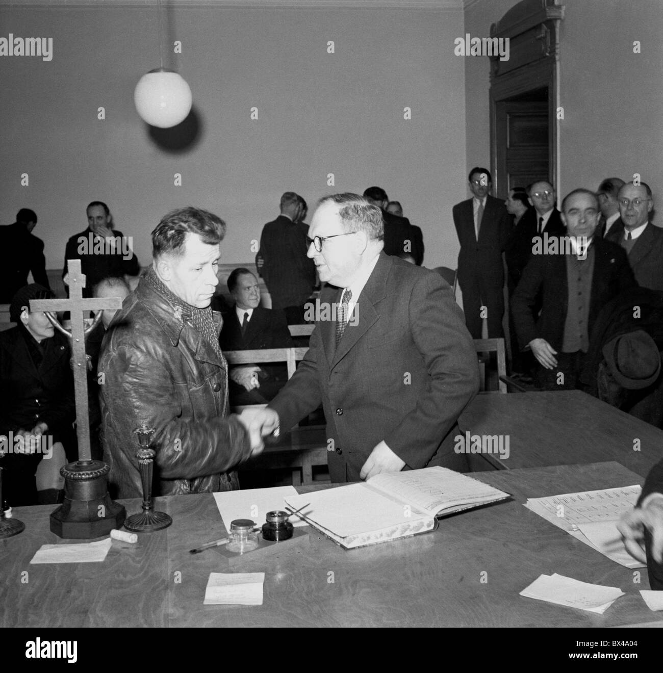Butcher turned judge during oath ctk vintage photo hi-res stock ...