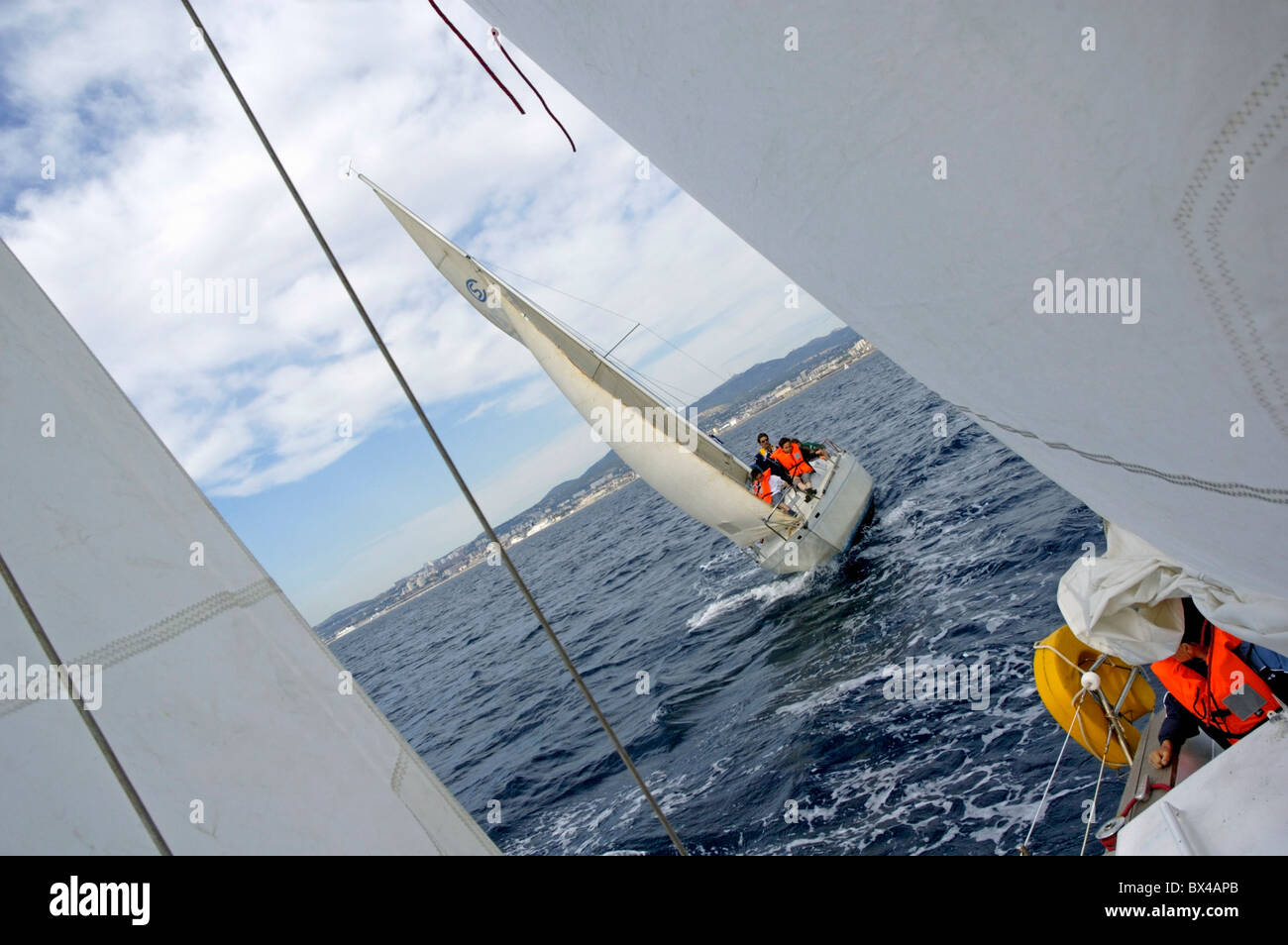 Two yachts sailing in the sea, Marseille, France Stock Photo - Alamy