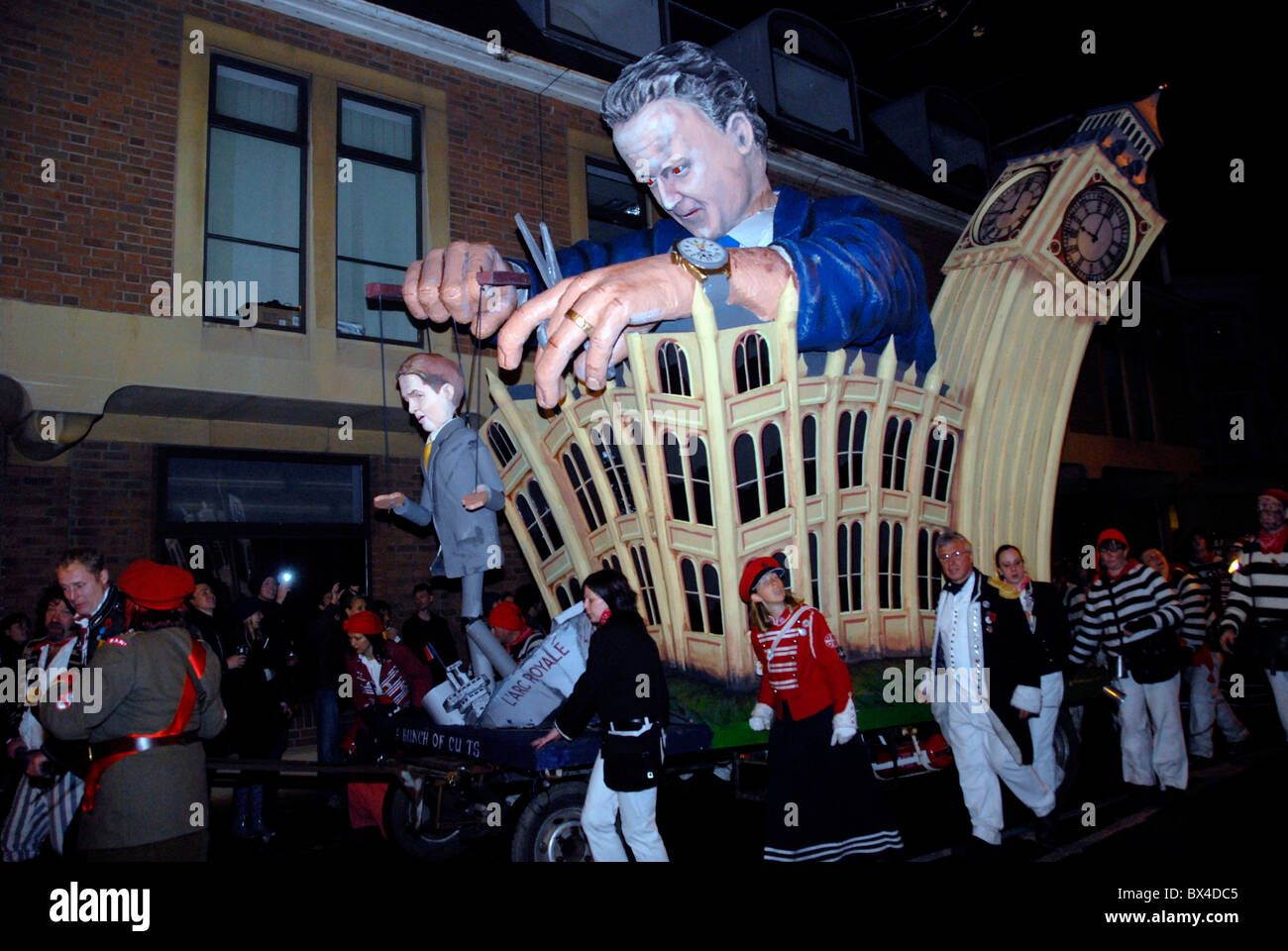 Puppets of David Cameron and Nick Clegg at Lewes traditional bonfire ...