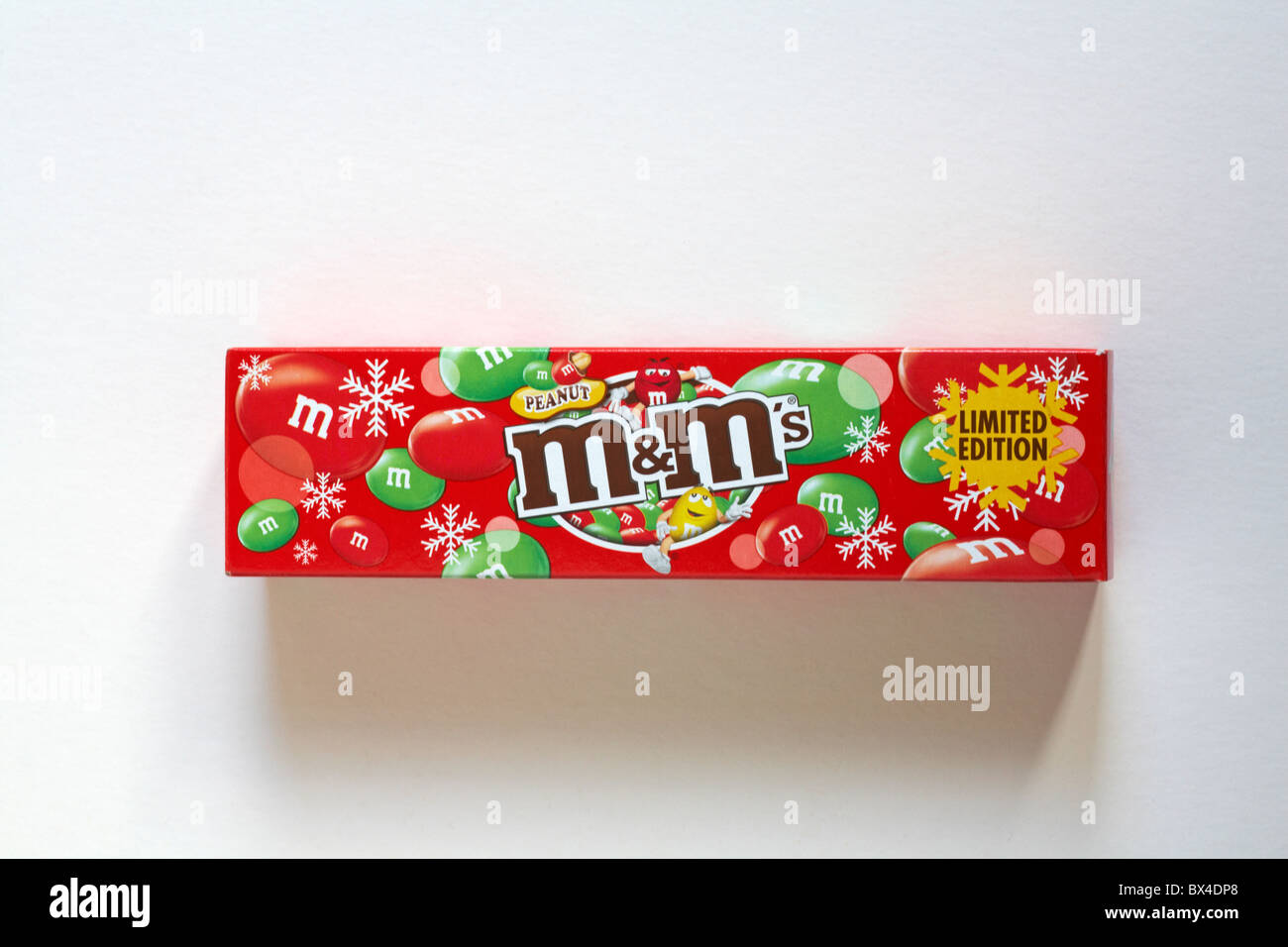 box of limited edition peanut M&M's isolated on white background Stock ...