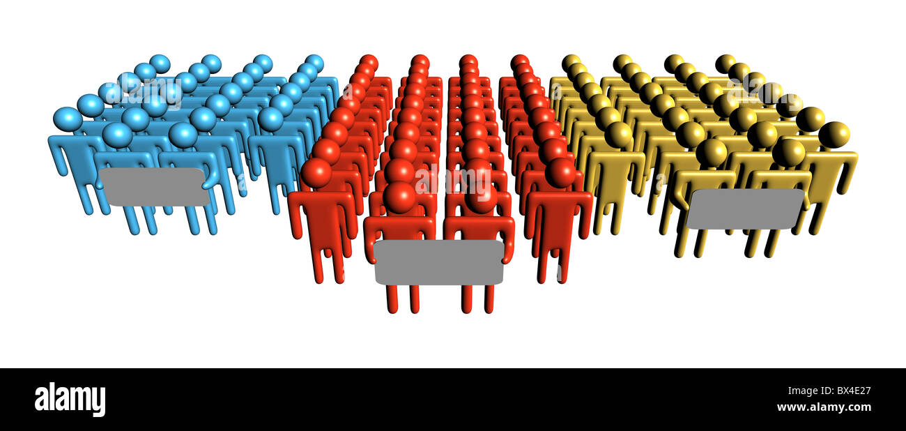 Successful business team concept with three groups illustration Stock ...