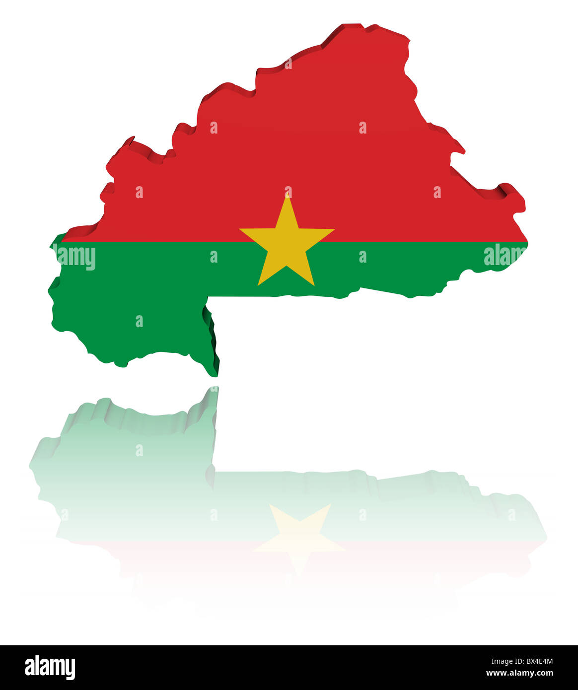 Burkino Faso map flag 3d render with reflection illustration Stock ...