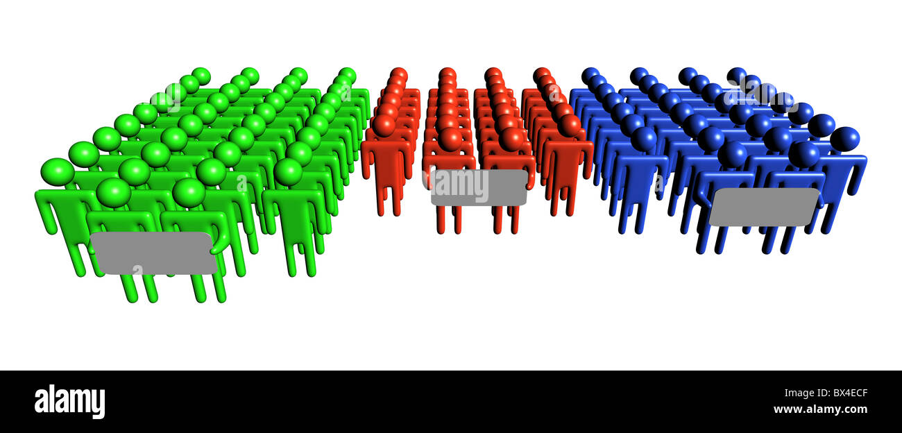 Successful business team concept with three groups illustration Stock ...