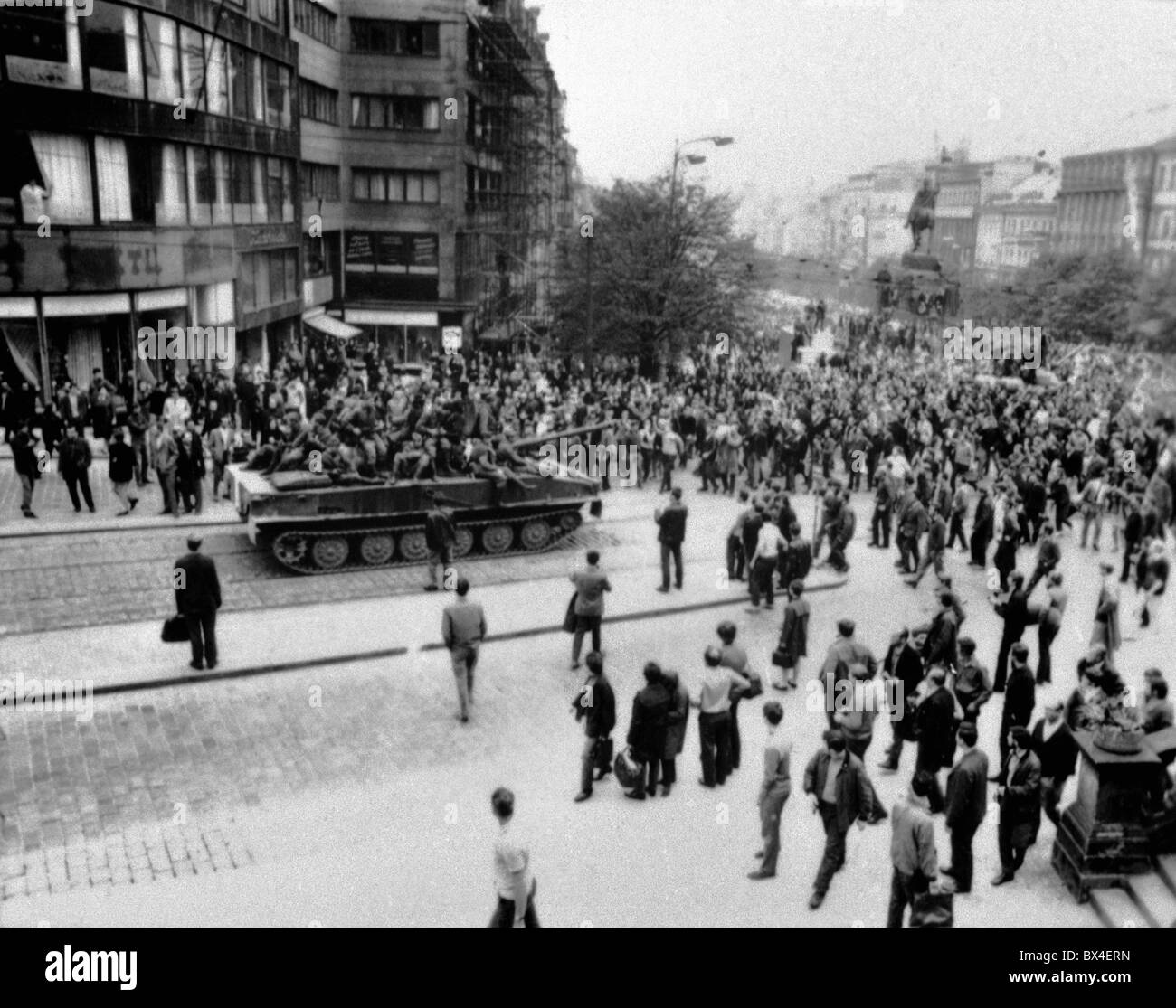 tank, protest, Wenceslas Square Stock Photo - Alamy