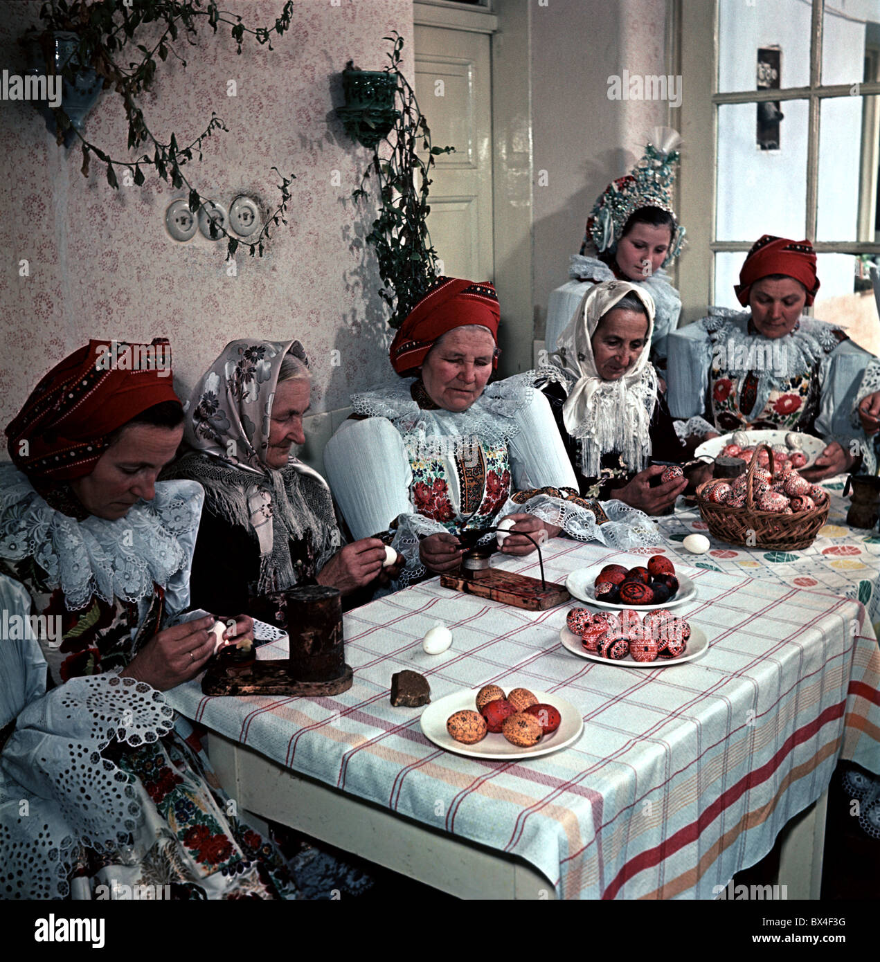Czechoslovakia, Easter 1958, women wearing traditional dresses ...