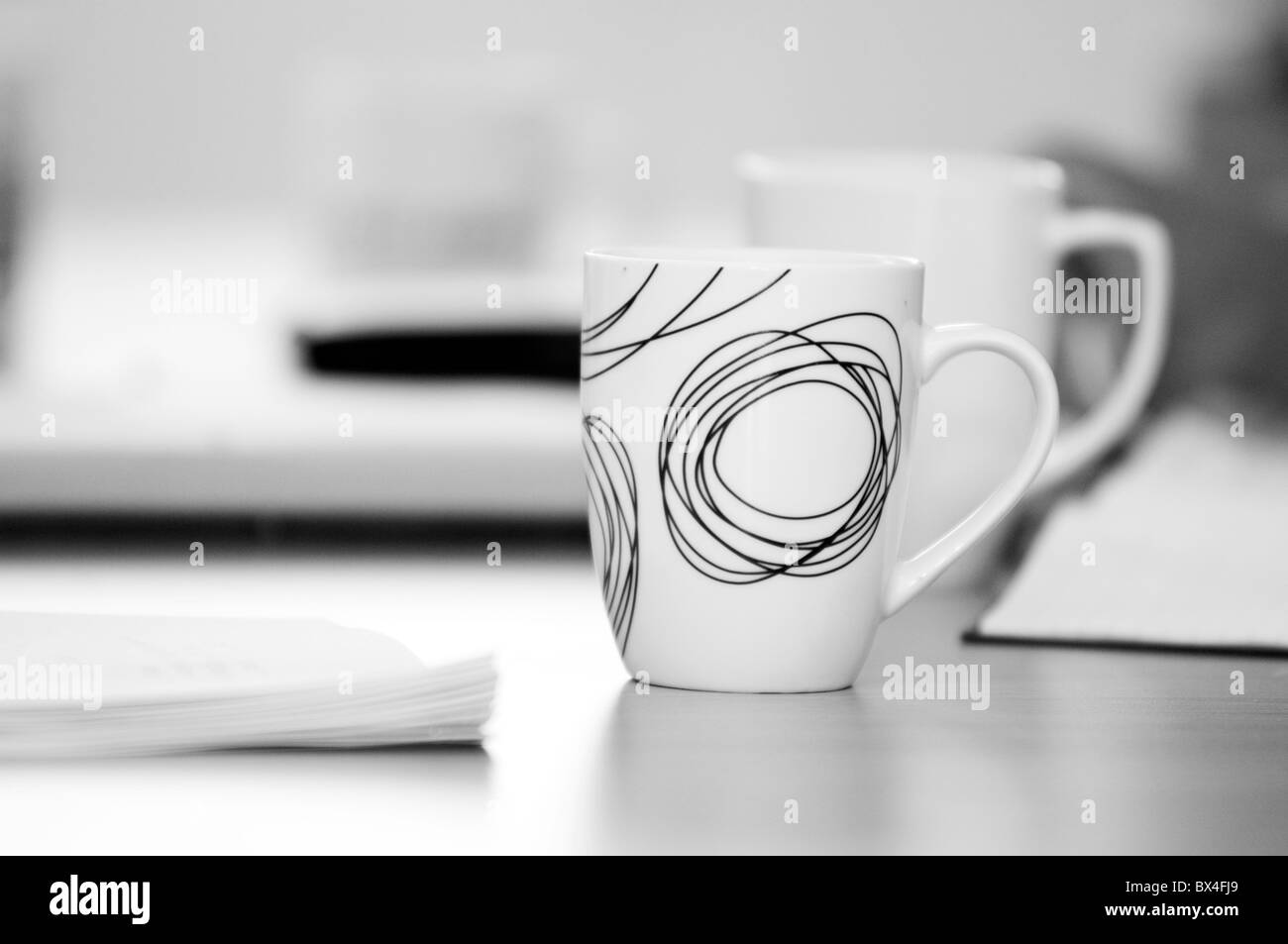 Break coffee drink during working Black and White Stock Photos & Images ...