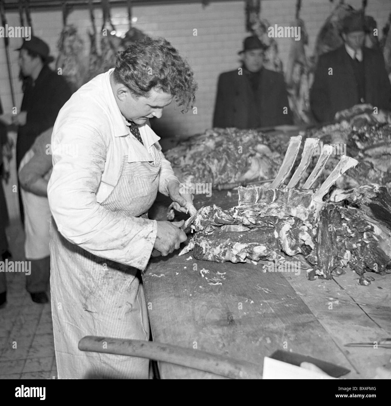 Butcher meat knife Black and White Stock Photos & Images - Alamy