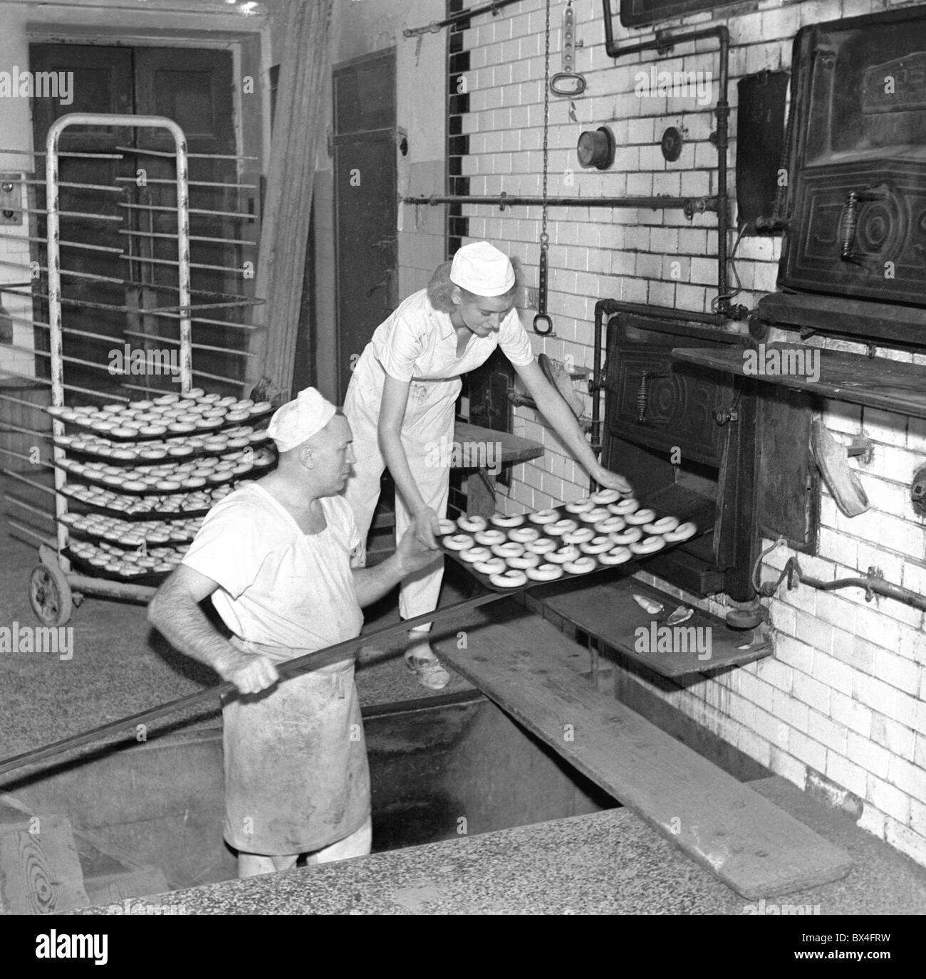 Prague - Czechoslovakia, 1950. Bakers at bakery. CTK Vintage Photo ...