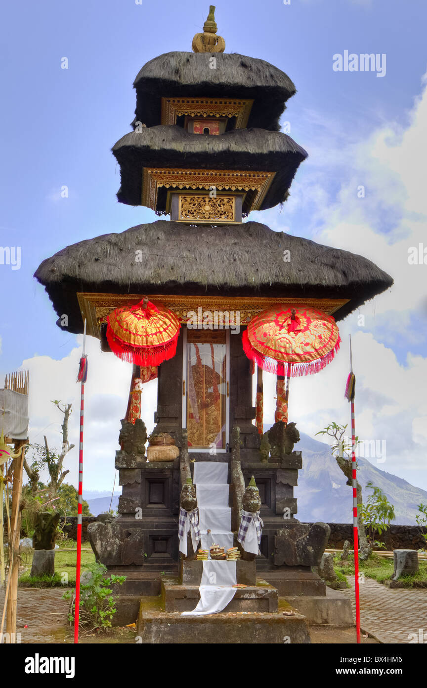 festive decoration of hindu temple Pura Ulun Danu Batur, Bali ...