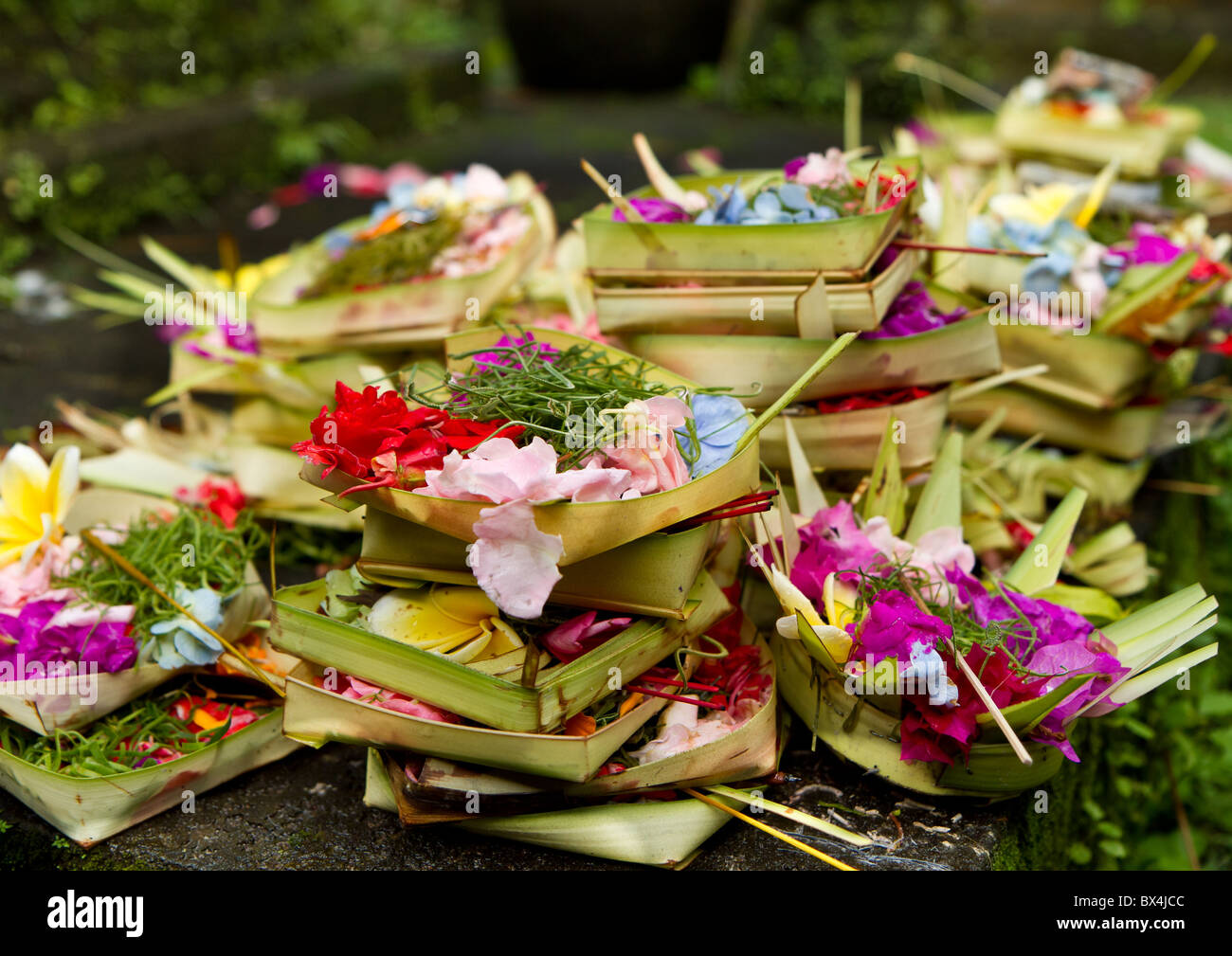 offerings to gods in hindu temple, Bali, Indonesia Stock Photo - Alamy
