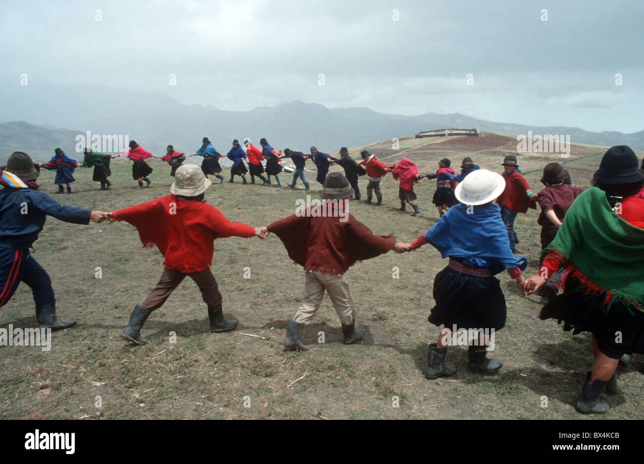 ECUADOR. NATIVE QUECHUA CHILDREN PLAYING AT A SCHOOL IN A VILLAGE IN ...