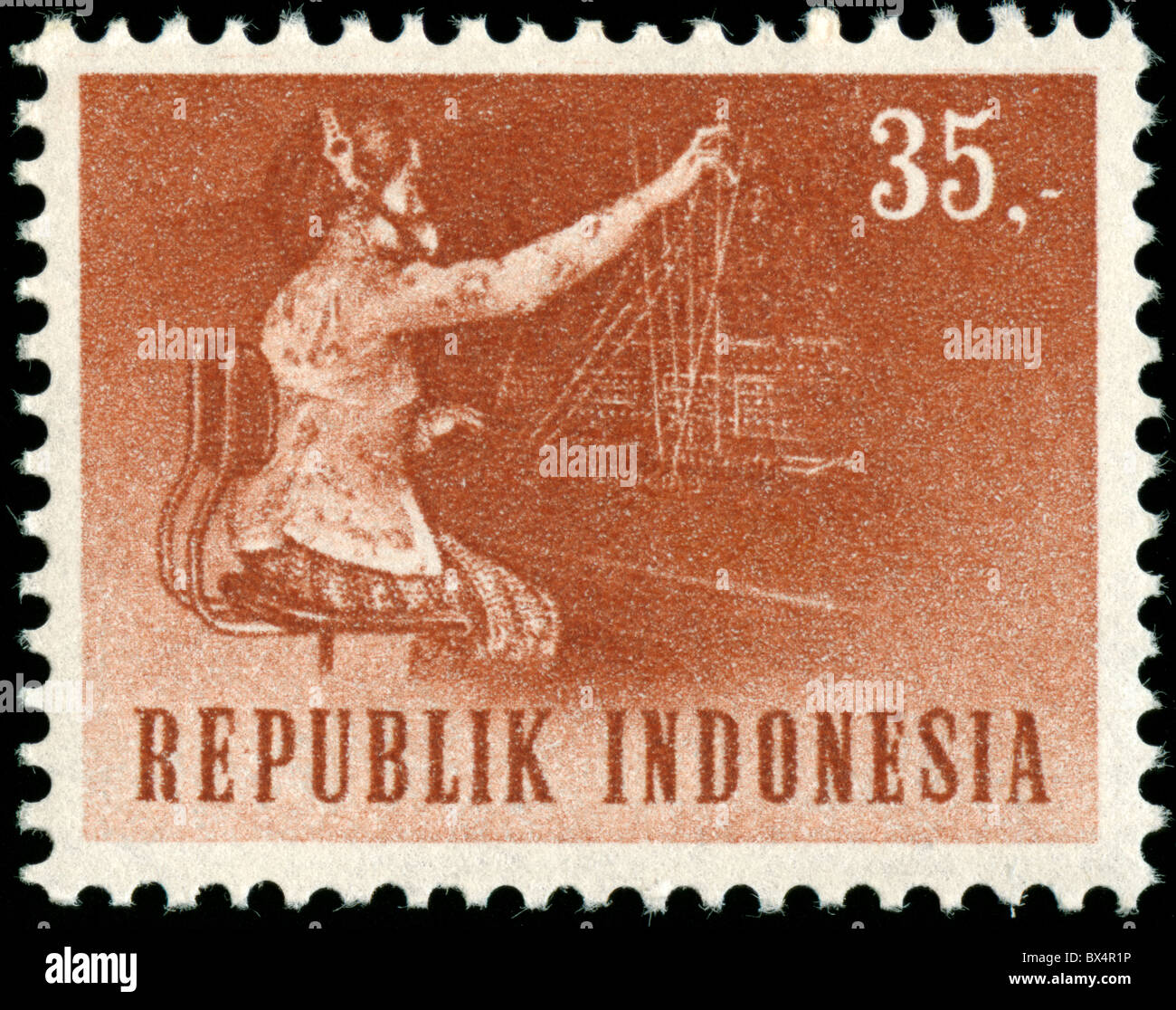 Uncancelled vintage stamp from Indonesia with picture of a woman ...