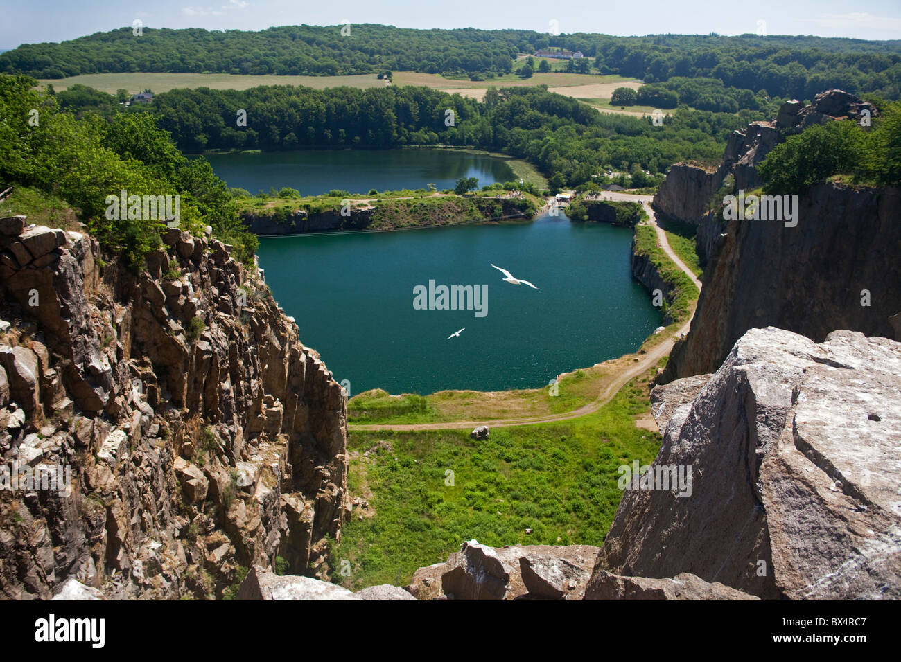 View from Hammeren to the South with two lakes: Foreground: Opalsøen ...