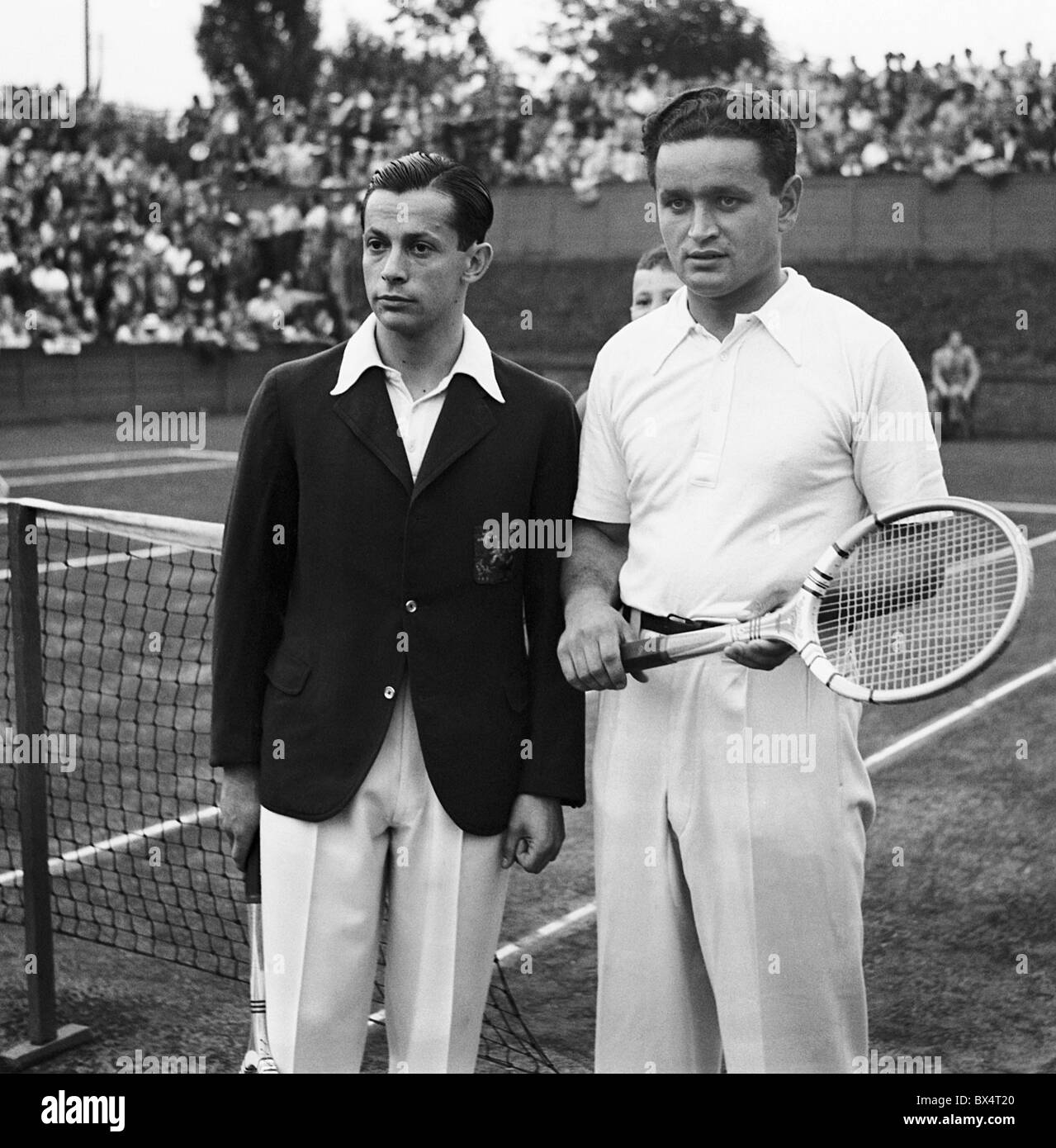Davis Cup, Prague 1937 Stvanice Stadium, competitors Ladislav Hecht and ...