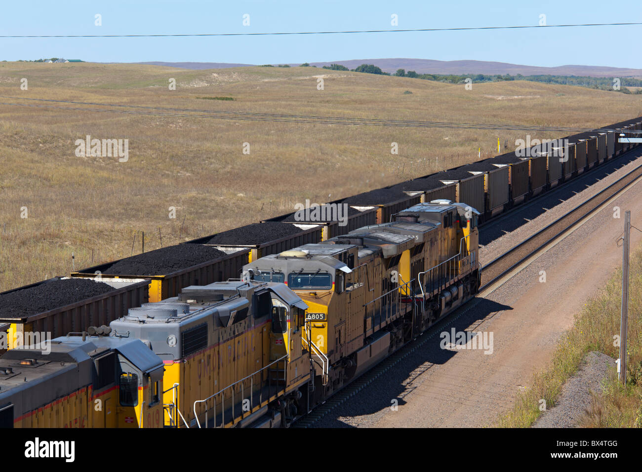 Trains Haul Coal from Wyoming Mine Stock Photo - Alamy