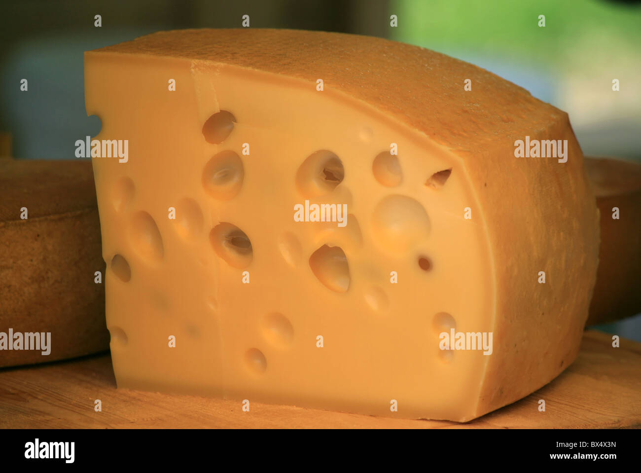 Slice of swiss cheese Stock Photo - Alamy