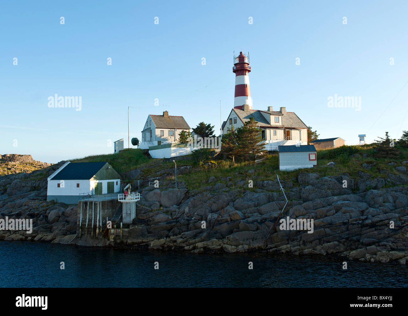 Skrova fyr, lighthouse, in Lofoten islands, North Norway Stock Photo ...