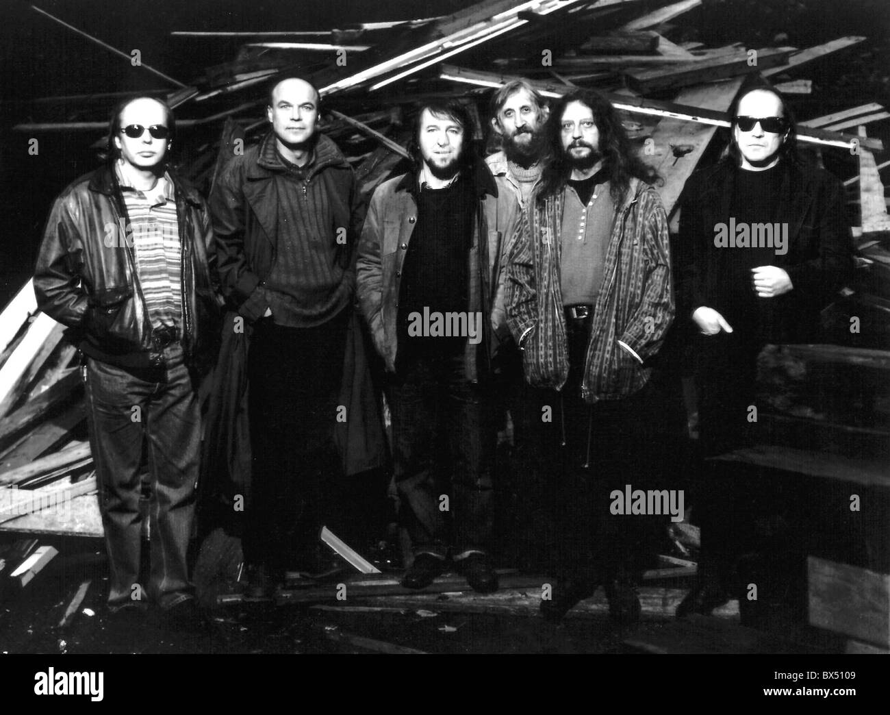 Underground rock band The Plastic People of the Universe. From left to ...