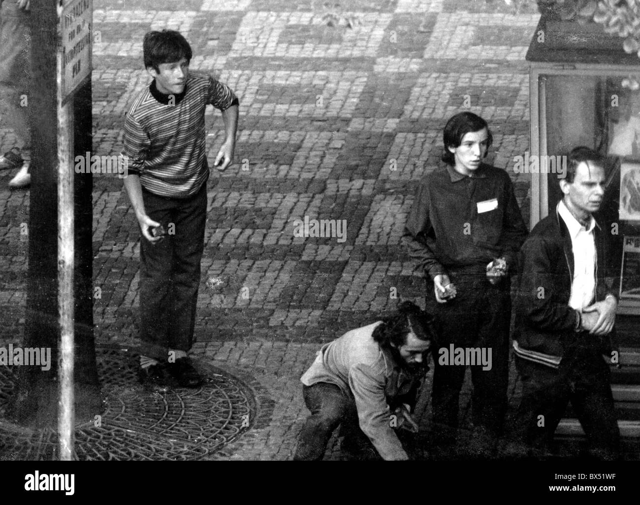 Demonstration during rally in Black and White Stock Photos & Images - Alamy