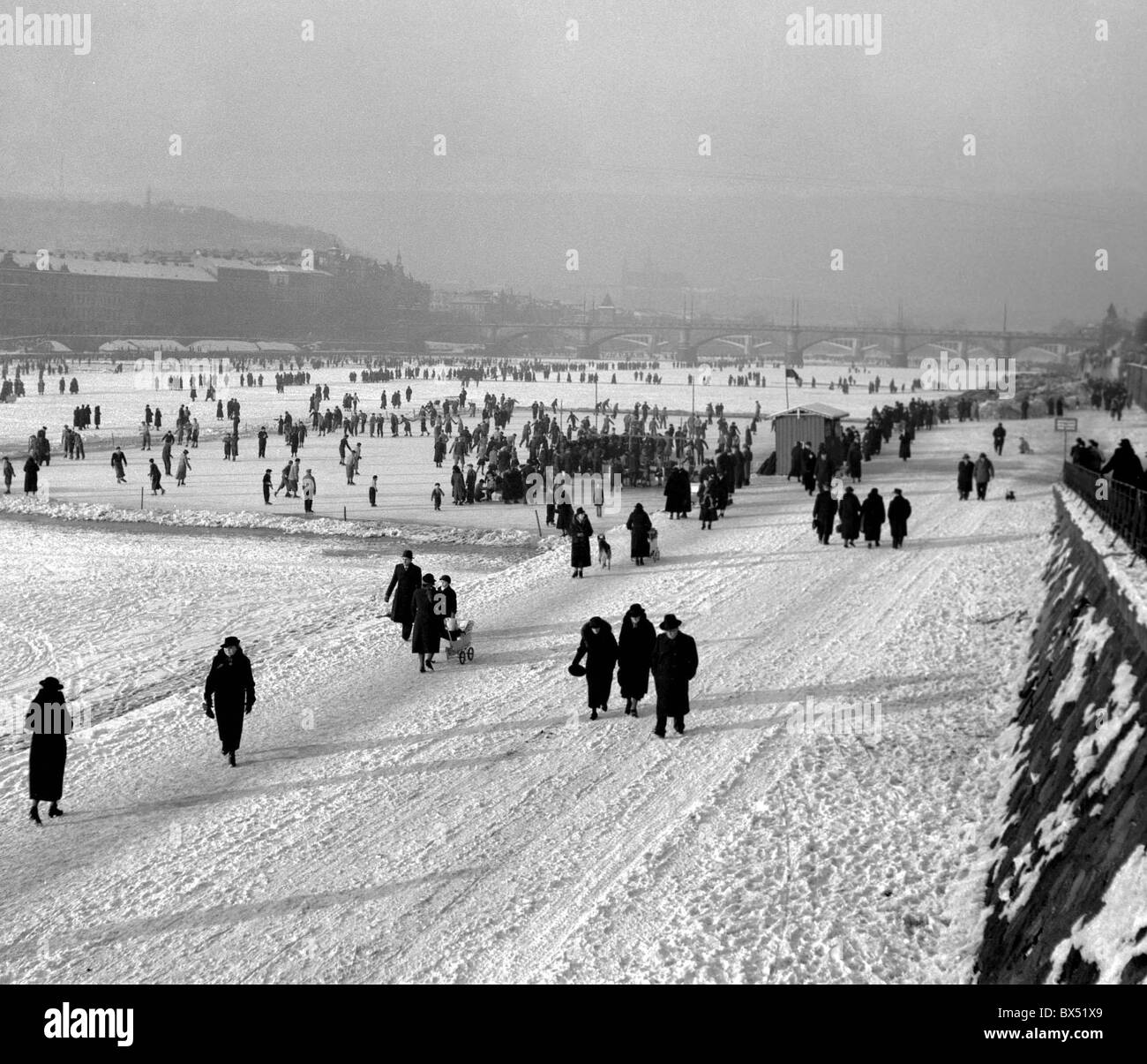 Czechoslovakia 1937 vintage photograph of Prague citizens enjoying ...