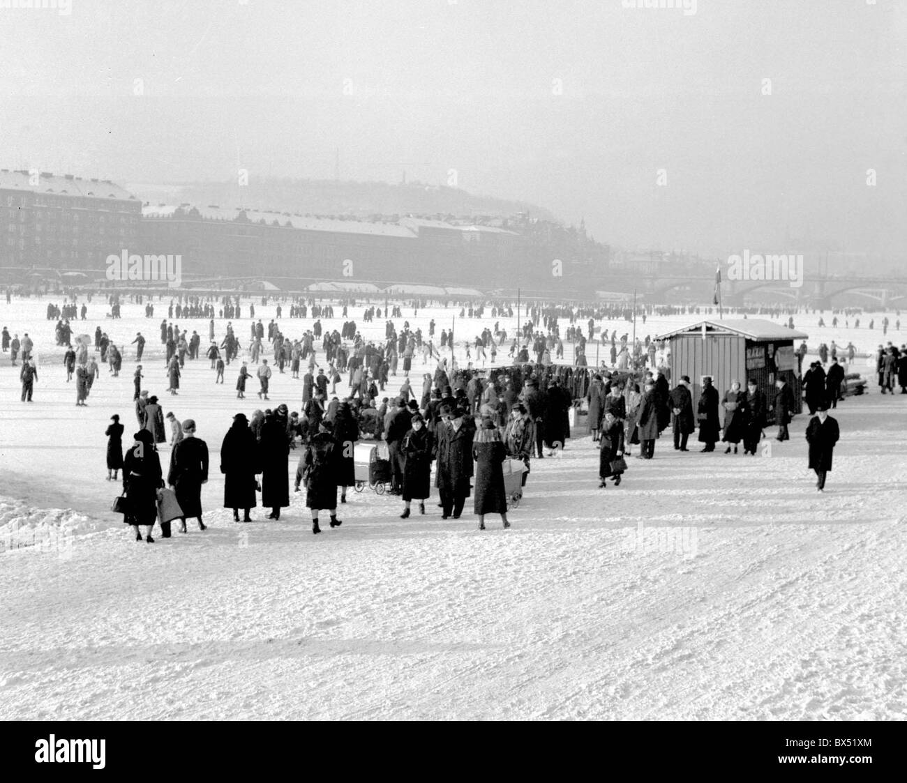 Czechoslovakia 1937 vintage photograph of Prague citizens enjoying ...