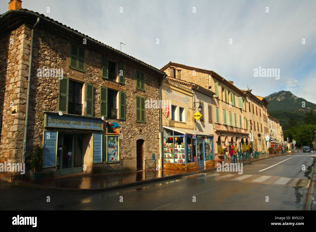 Street scene in Castellane, Verdon Valley, Provence, France, Europe ...