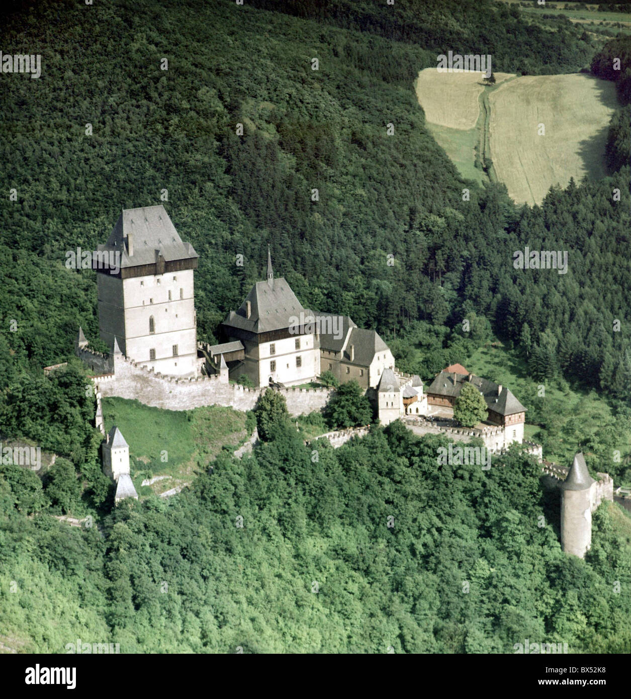 Karlstein Castle, aerial view Stock Photo - Alamy