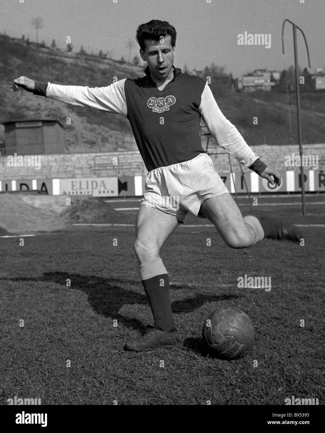 Soccer player Josef Masopust during a training of Dukla Prague in 1961 ...