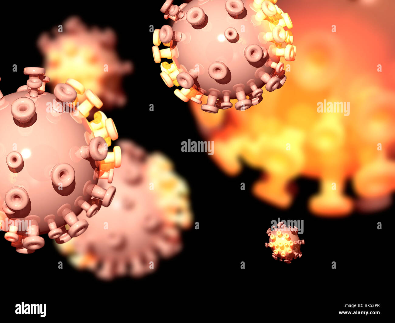 Virus particles, artwork Stock Photo - Alamy