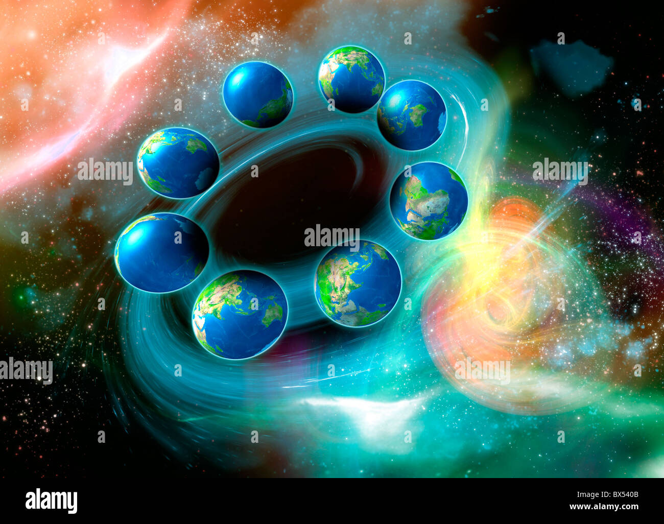 Alternative Earths, artwork Stock Photo - Alamy