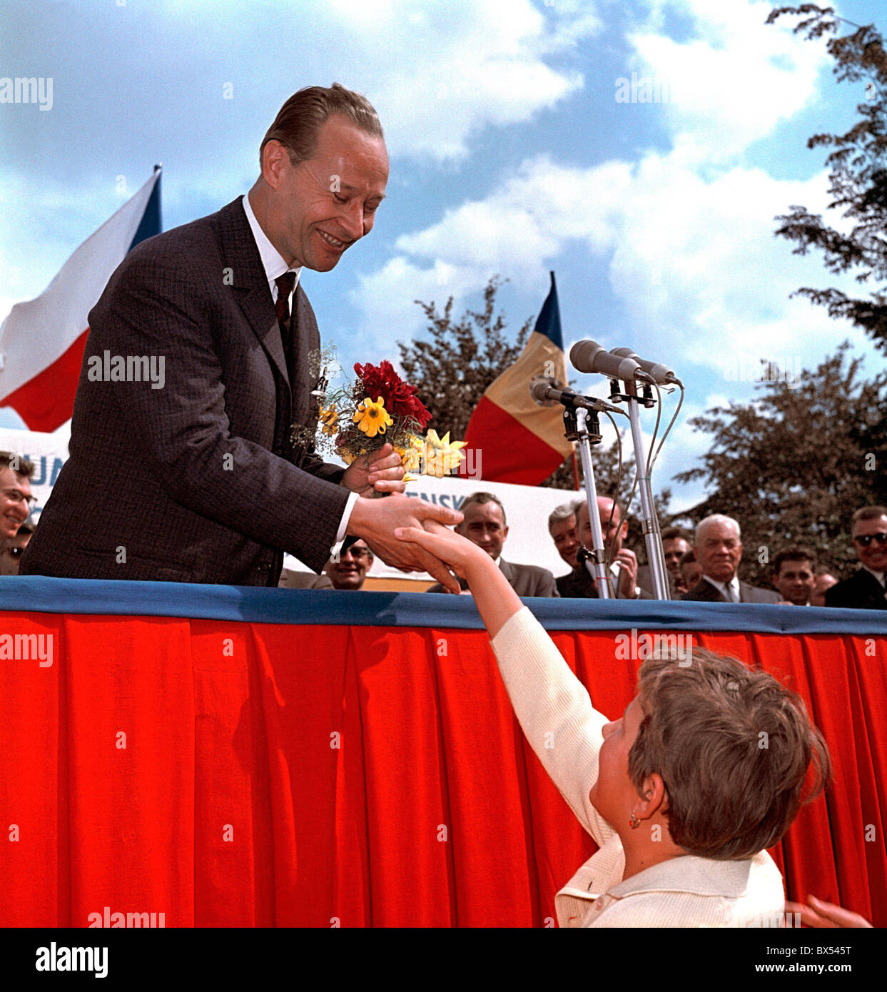 Alexander Dubcek, speech, workers, Avia Stock Photo - Alamy